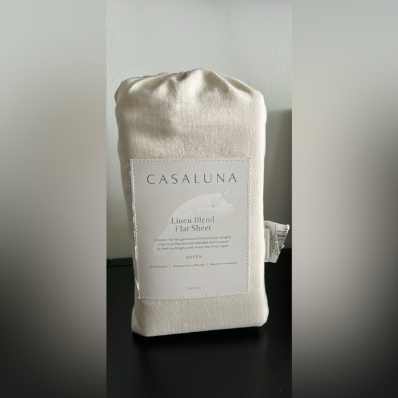 Casaluna | Bedding | Casaluna Linen Blend Flat Sheet Queen Snowfall ...